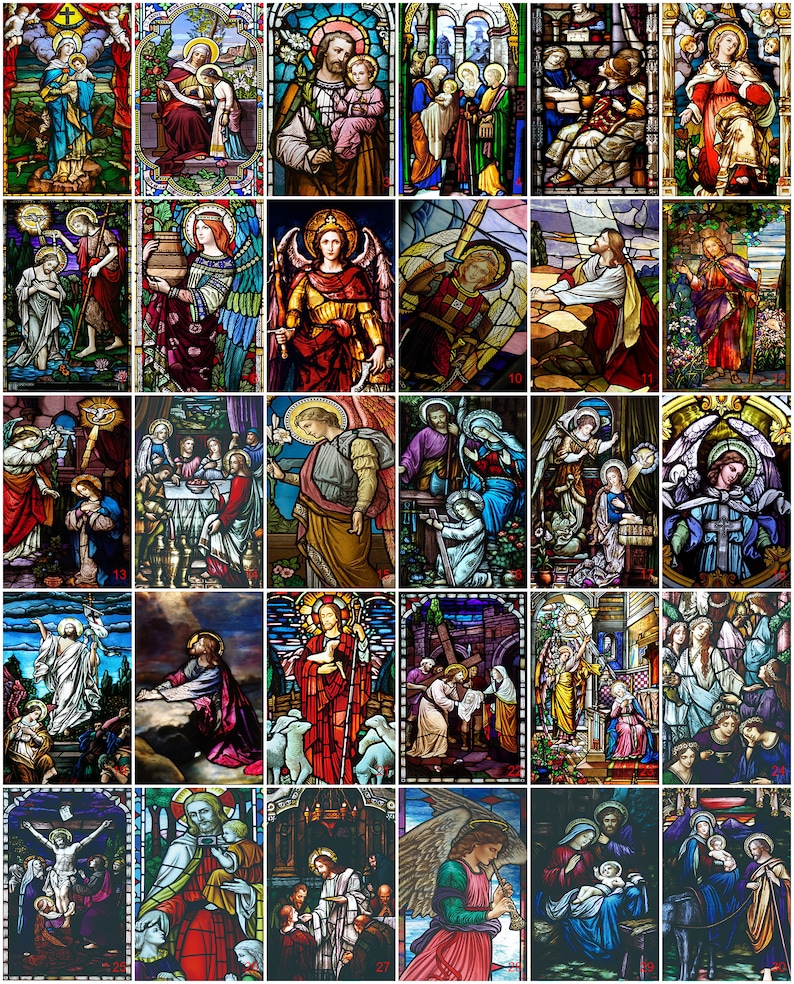 Sacred Stained Glass Window Clings - Custom-sized Jesus and Mary ...