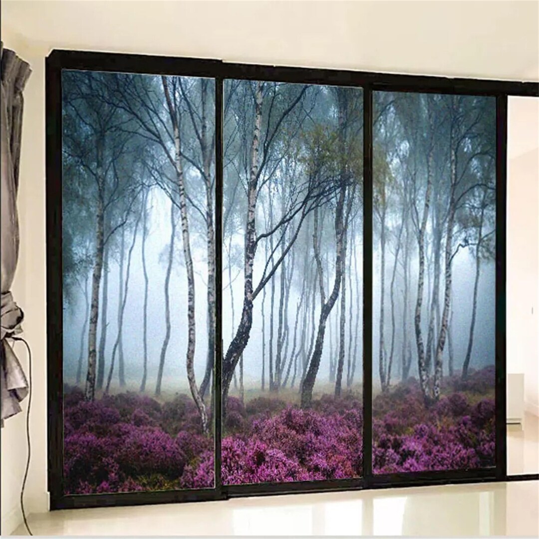 Custom Size Misty Forest Privacy Glass Film – Frosted, Sun Blocking ...