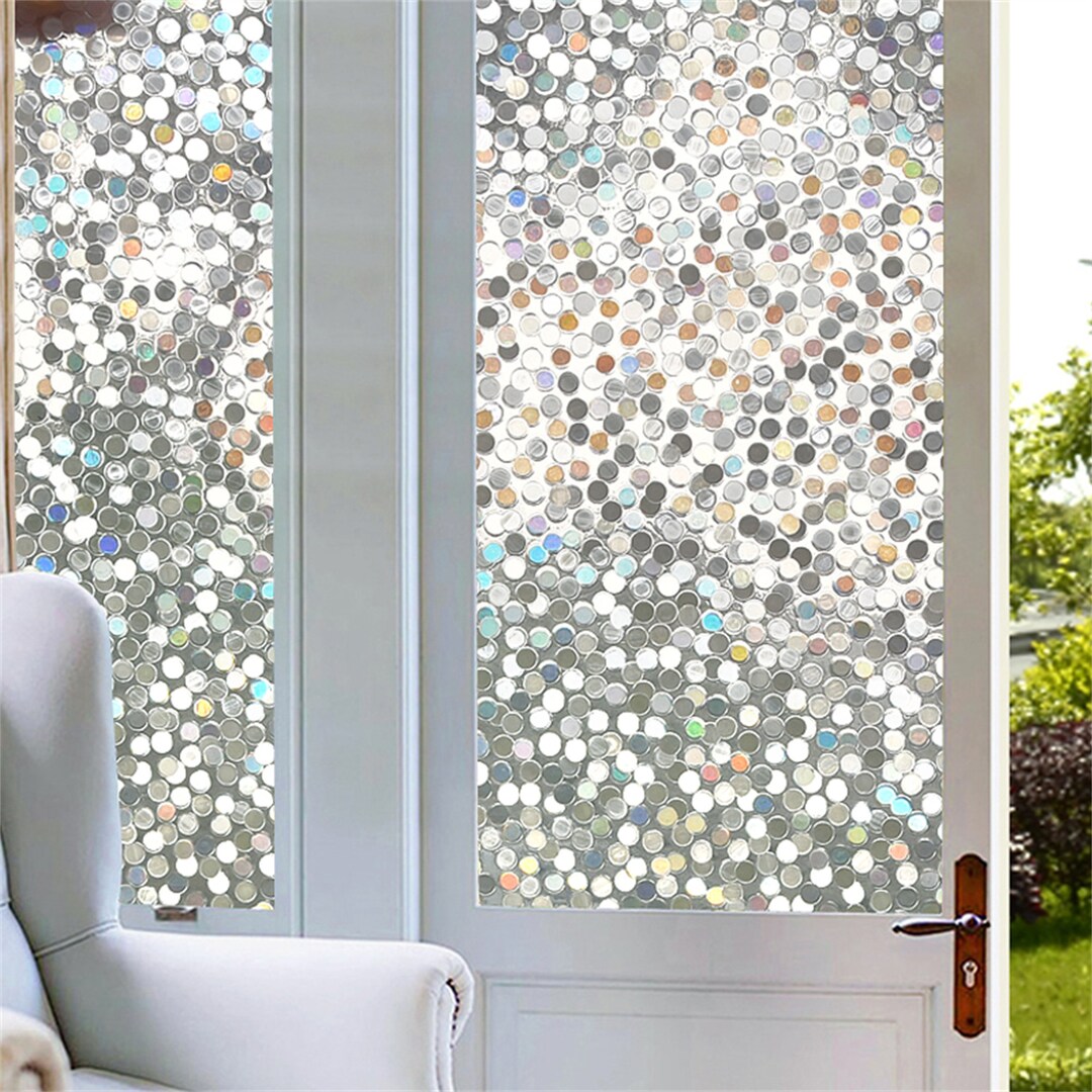 3D Clear Circle Decor Stained Glass Window Film Rainbow Effect ...