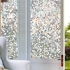 3D Clear Circle Decor Stained Glass Window Film Rainbow Effect ...