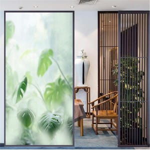 Green Jungle Decorative Privacy Window Film Static Cling, Frosted Glass ...