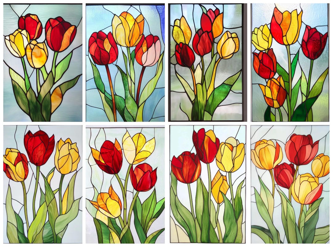 Custom Tulip Stained Glass Window Film - Decorative Privacy Cling ...