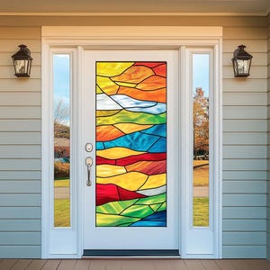 Handmade Stained Glass Privacy Film – Geometric Color Block Design ...