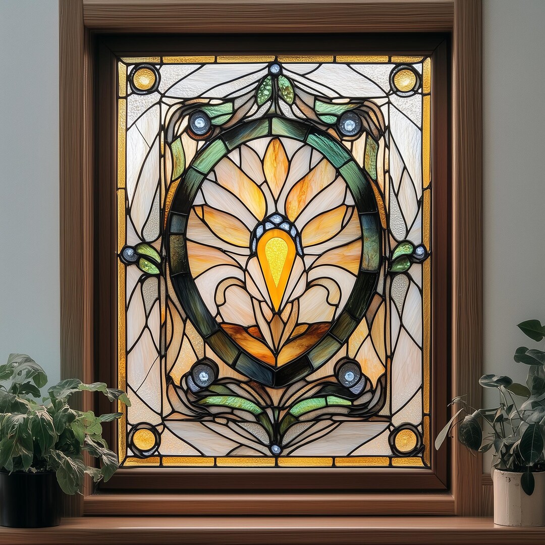 Peel & Stick Stained Glass Window Film – Geometric Privacy Film ...