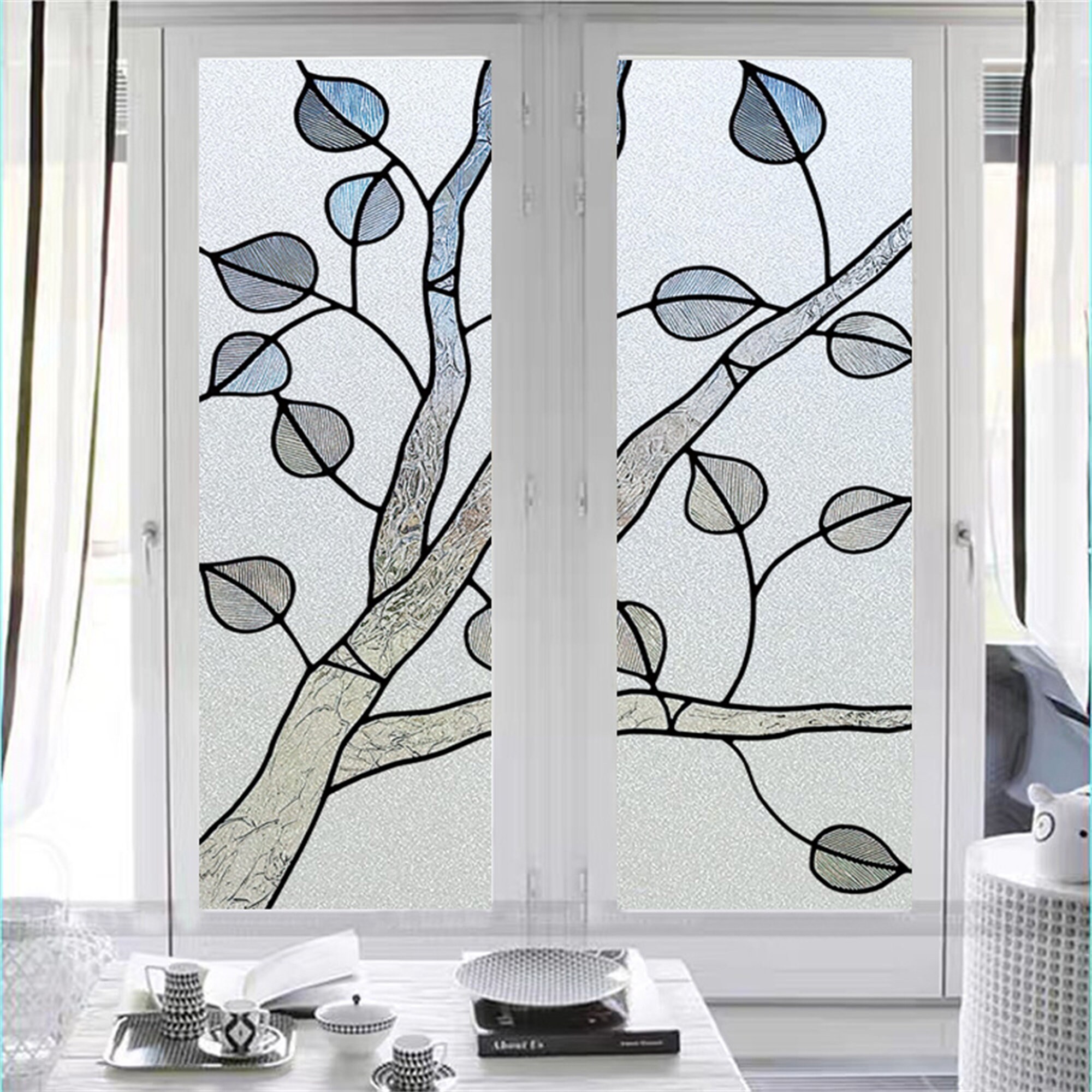 Window Privacy Film, Frosted Glass Window Film, Static Cling UV ...