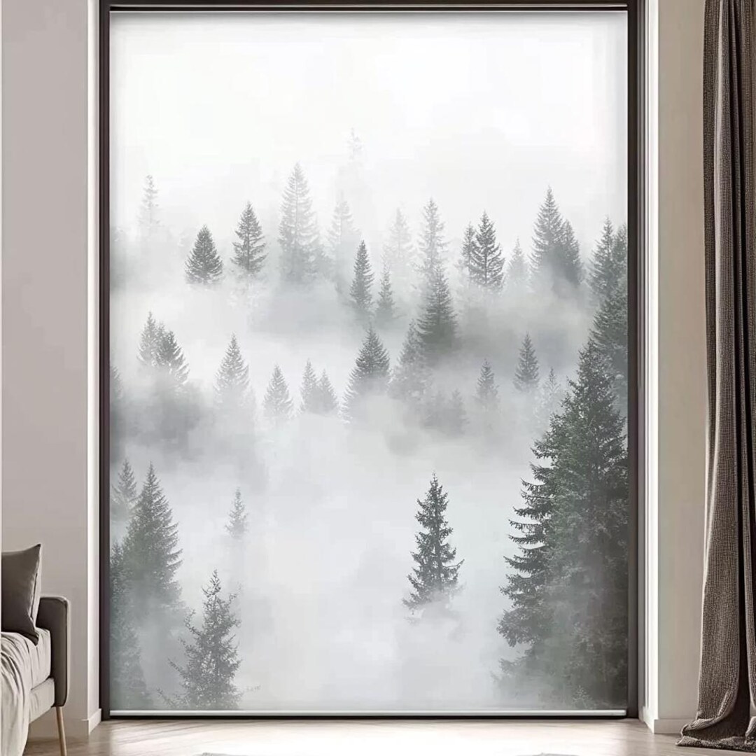 Nature-inspired Misty Pines Privacy Window Film - Decorative Glass ...