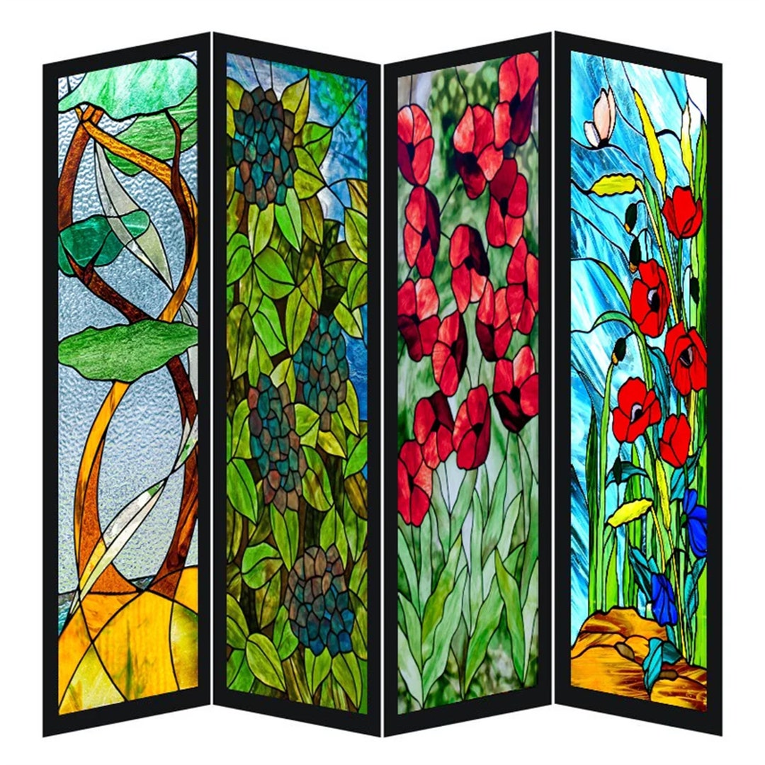 Customized Frosted Glass Window Film With Elegant Artwork - Flower ...