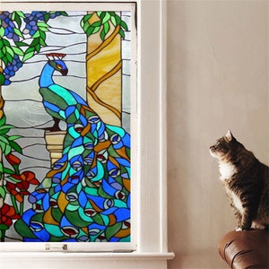 Stained Glass Window Film Animal Fish Bird Cat Tiger Color Printing ...