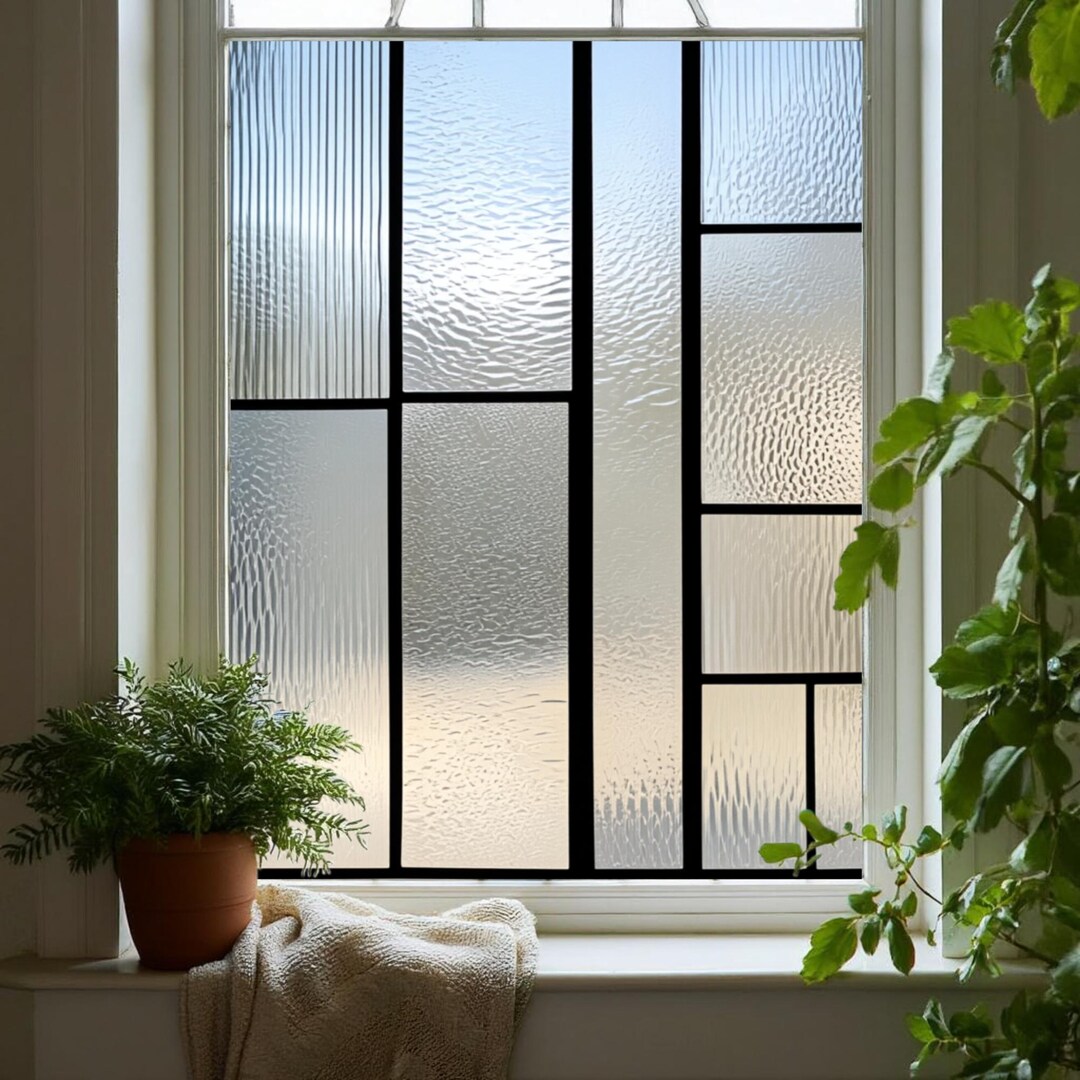 Modern Geometric Frosted Window Film Privacy Static Cling Custom Size ...
