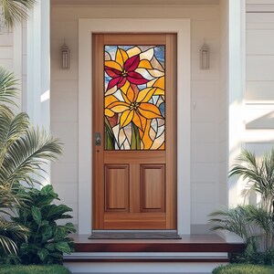 Luxury Floral Stained Glass Window Tint – Decorative Privacy Film ...