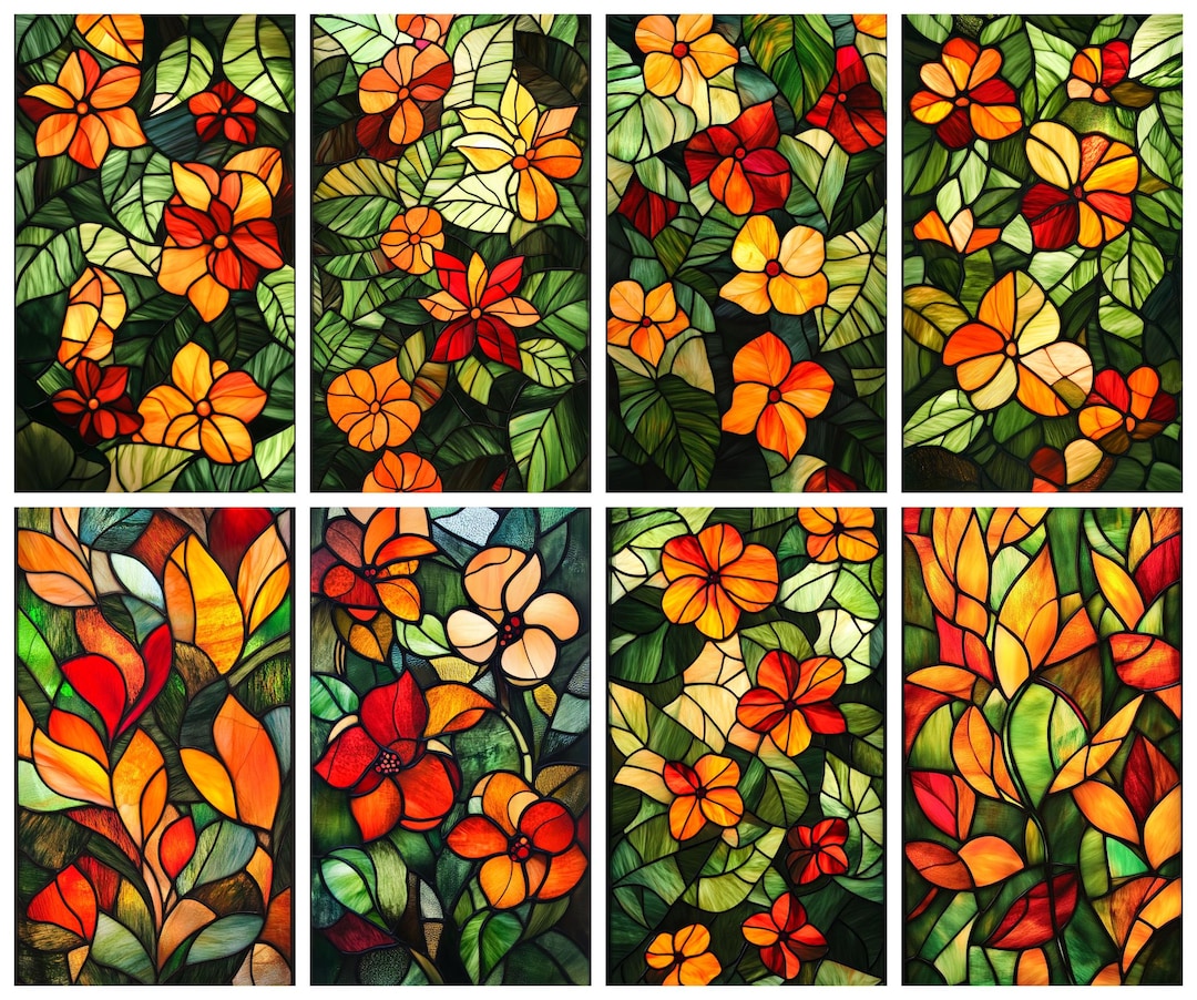 Custom Flower Stained Glass Window Film - Nature-inspired Privacy ...