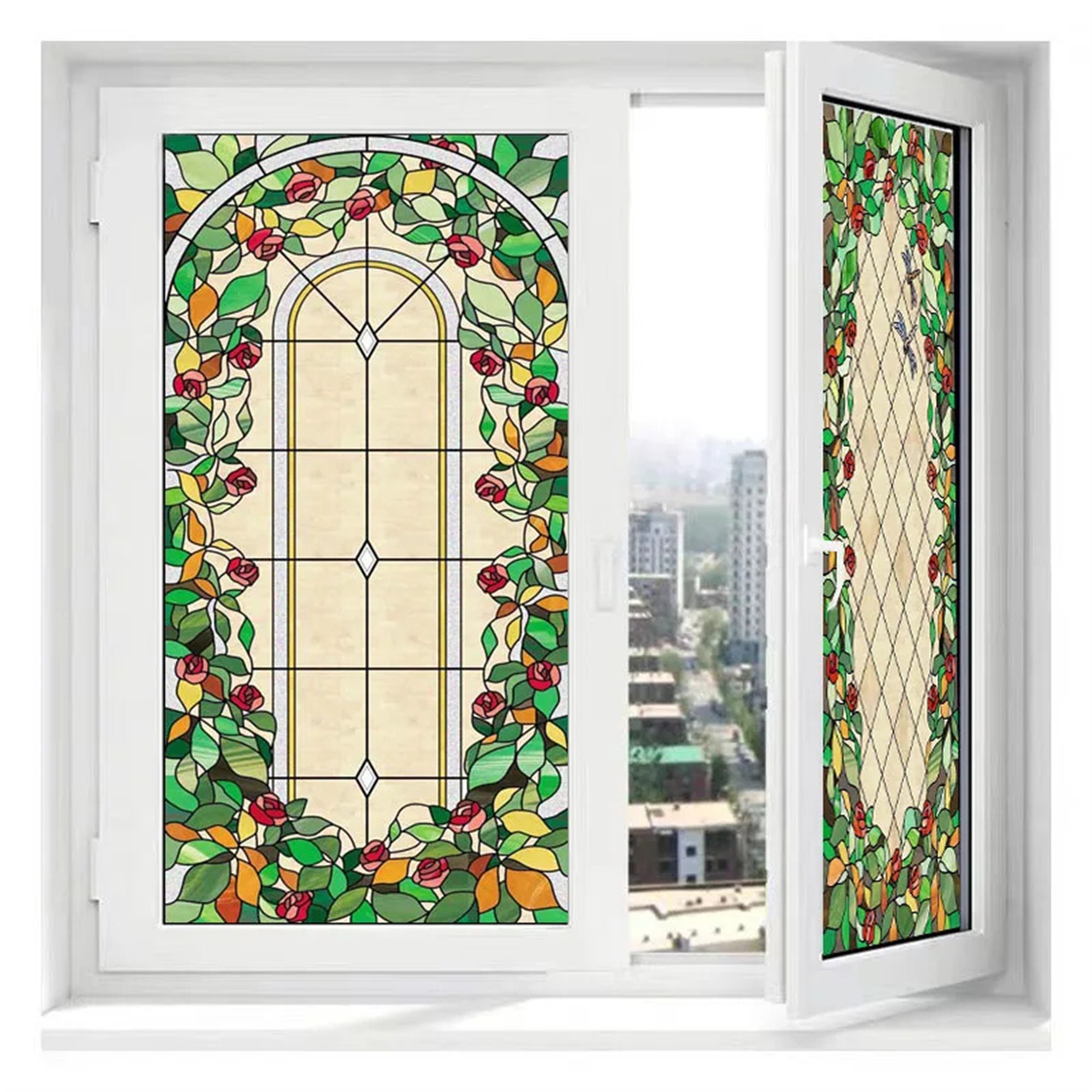 Window Film With Frosted Stained Glass Effect, Church Static Cling ...