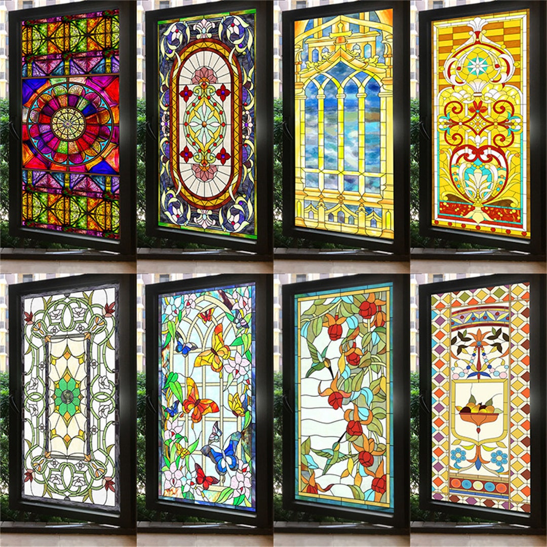 Frosted Glass Window Covering - Custom Stained Glass Effect, Opaque ...
