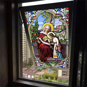 Sacred Stained Glass Window Clings - Custom-sized Jesus and Mary ...