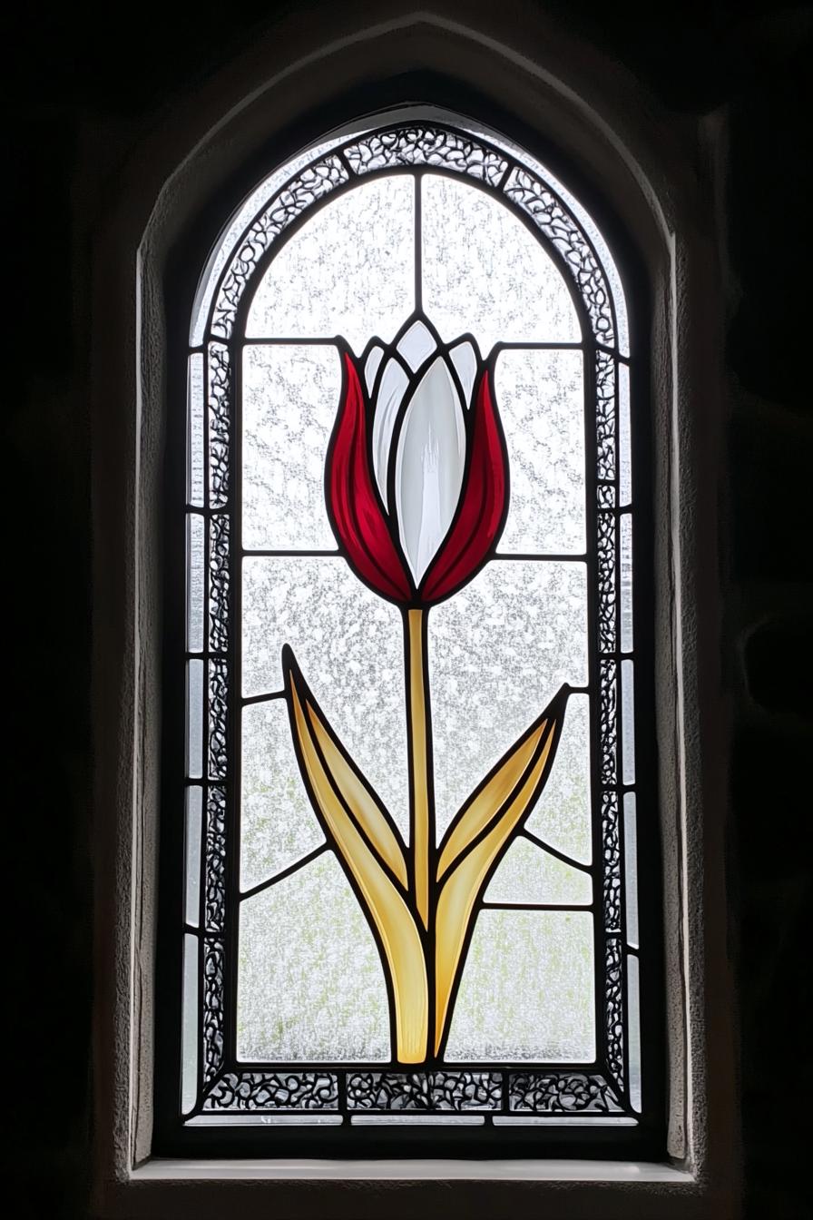 Custom Stained Glass Tulip Window Film - Elegant Decorative Privacy ...