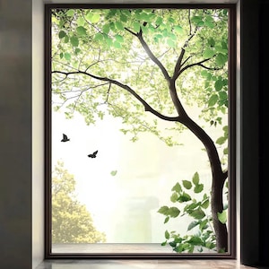Nature Tree Canopy Window Film - Tranquil Decorative Privacy Glass ...