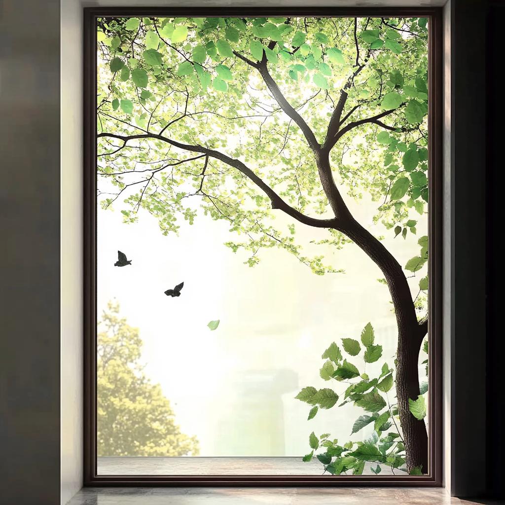 Nature Tree Canopy Window Film - Tranquil Decorative Privacy Glass ...