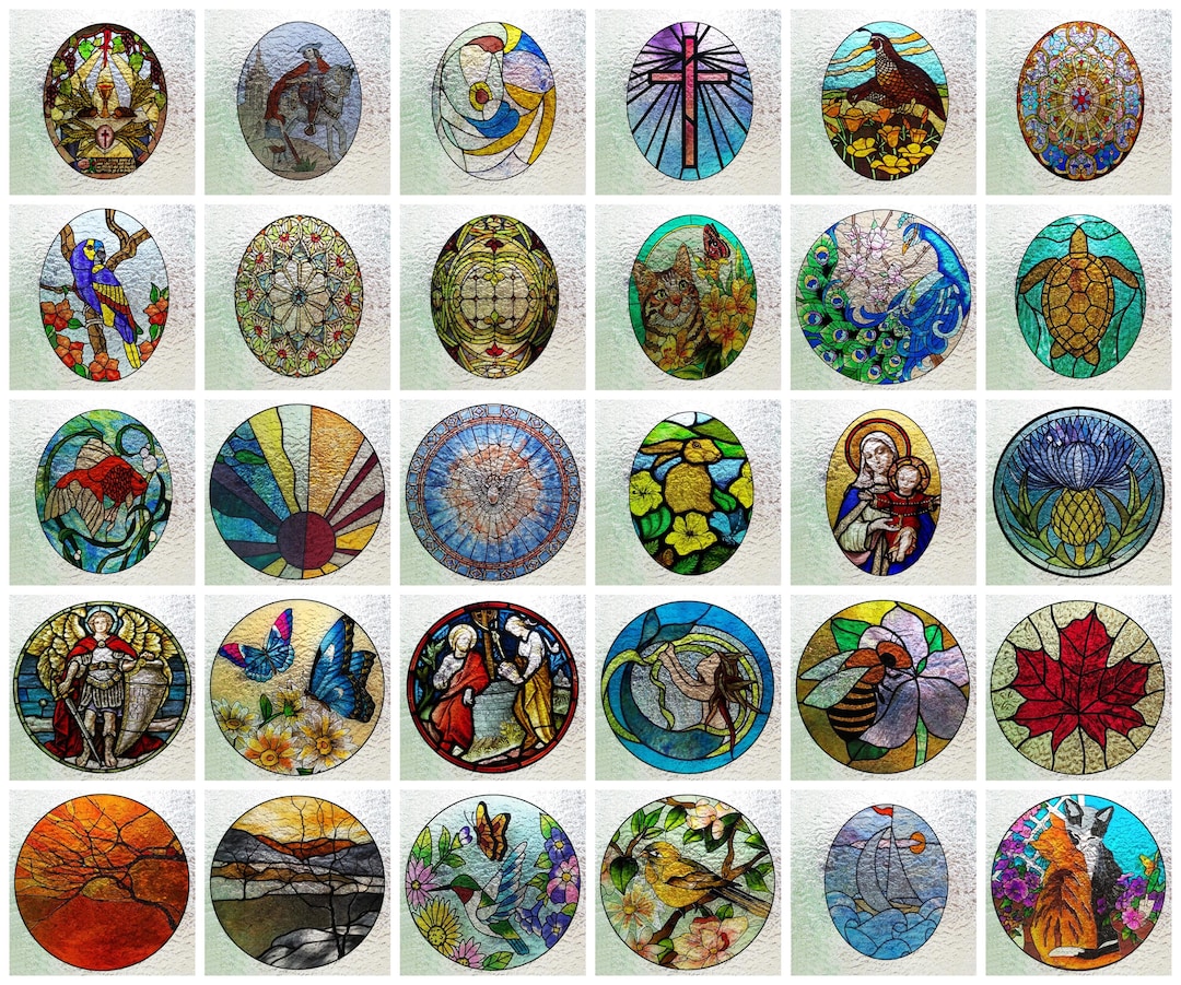 Round Stained Glass Window Decals – Vibrant Art Pieces Featuring ...