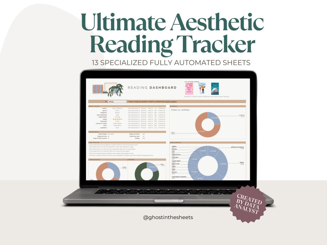 Book Tracker Google Sheets | Reading Log With Stats Dashboard (digital ...