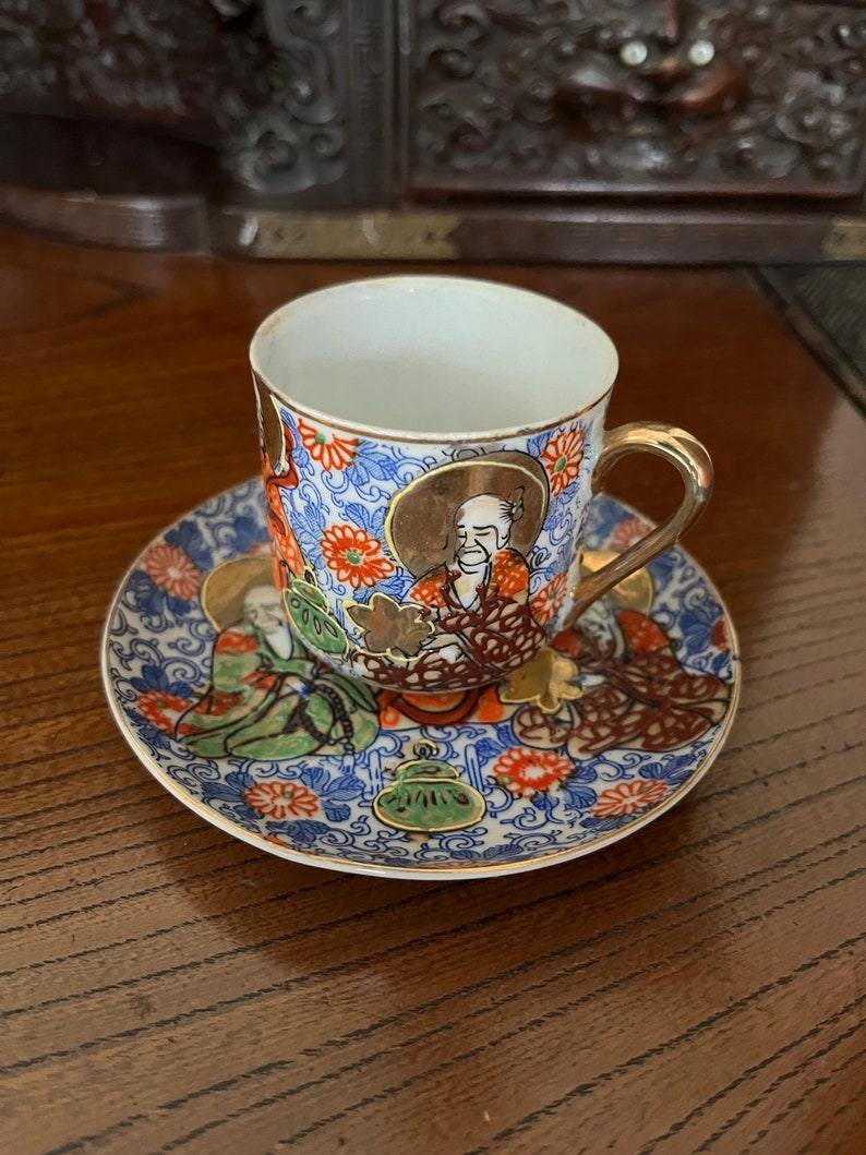 Rare Antique Japanese Teas Set of 6 Saucers, 6 Tea Cups, 1 Sugar Bowl ...