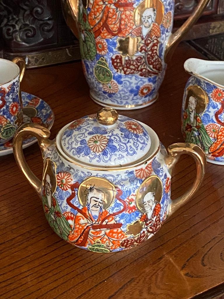 Rare Antique Japanese Teas Set of 6 Saucers, 6 Tea Cups, 1 Sugar Bowl ...