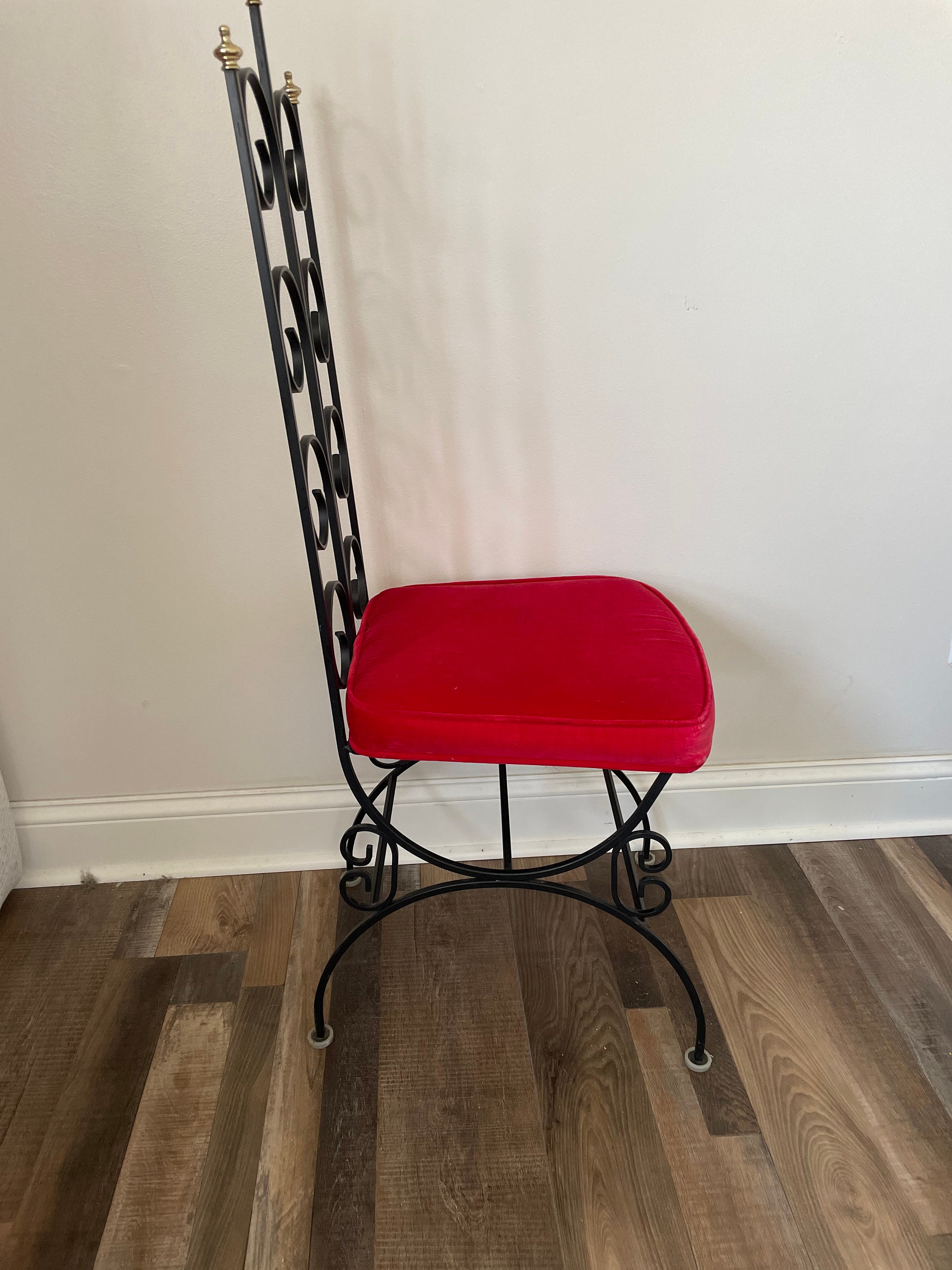 Mid Century Wrought Iron Scroll Back Chair - Etsy