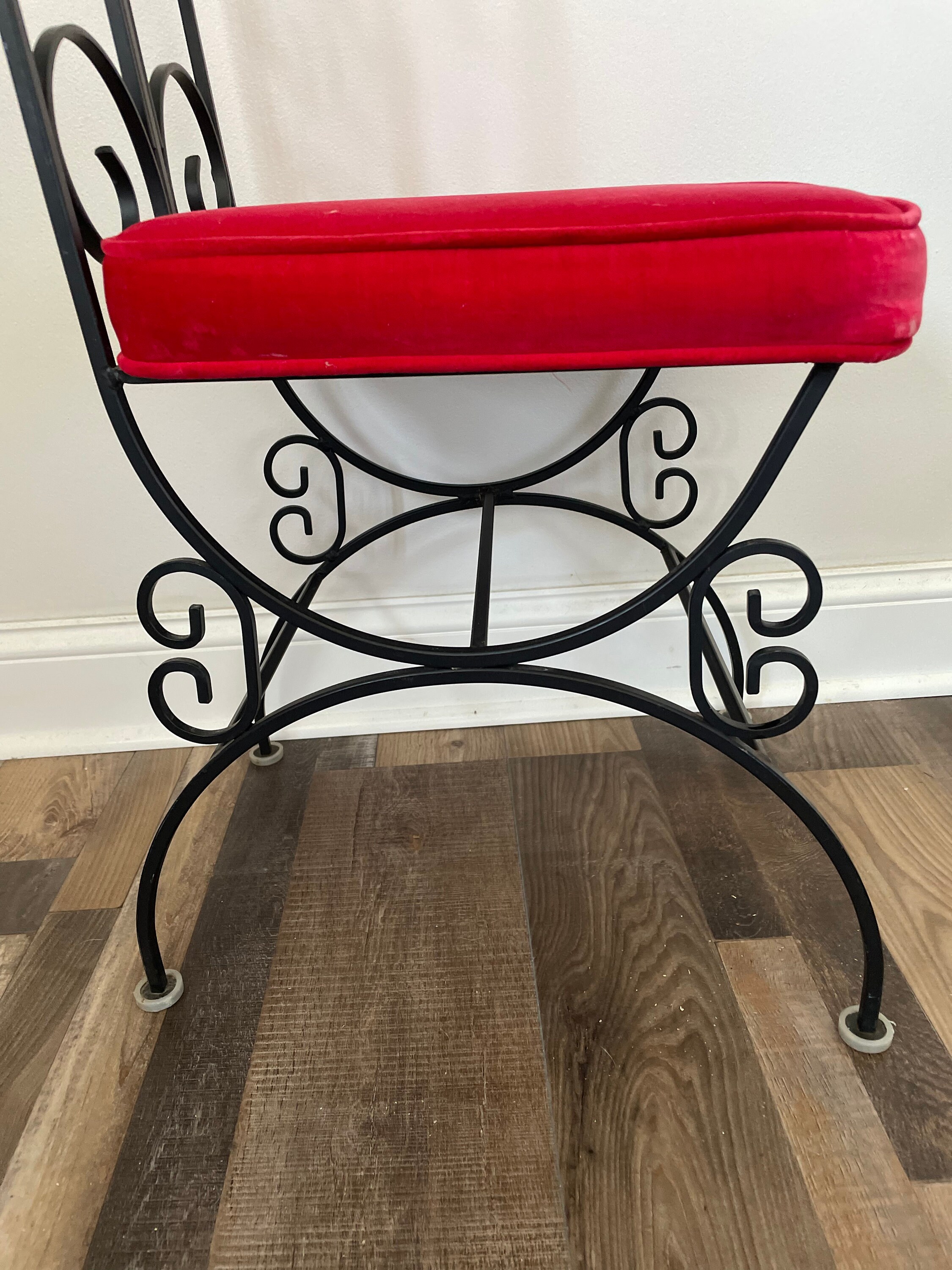 Mid Century Wrought Iron Scroll Back Chair - Etsy