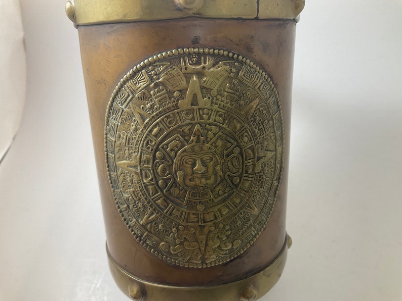 Vintage Brass and Copper Aztec Mayan Sun God Mexican Mug/stein - Etsy