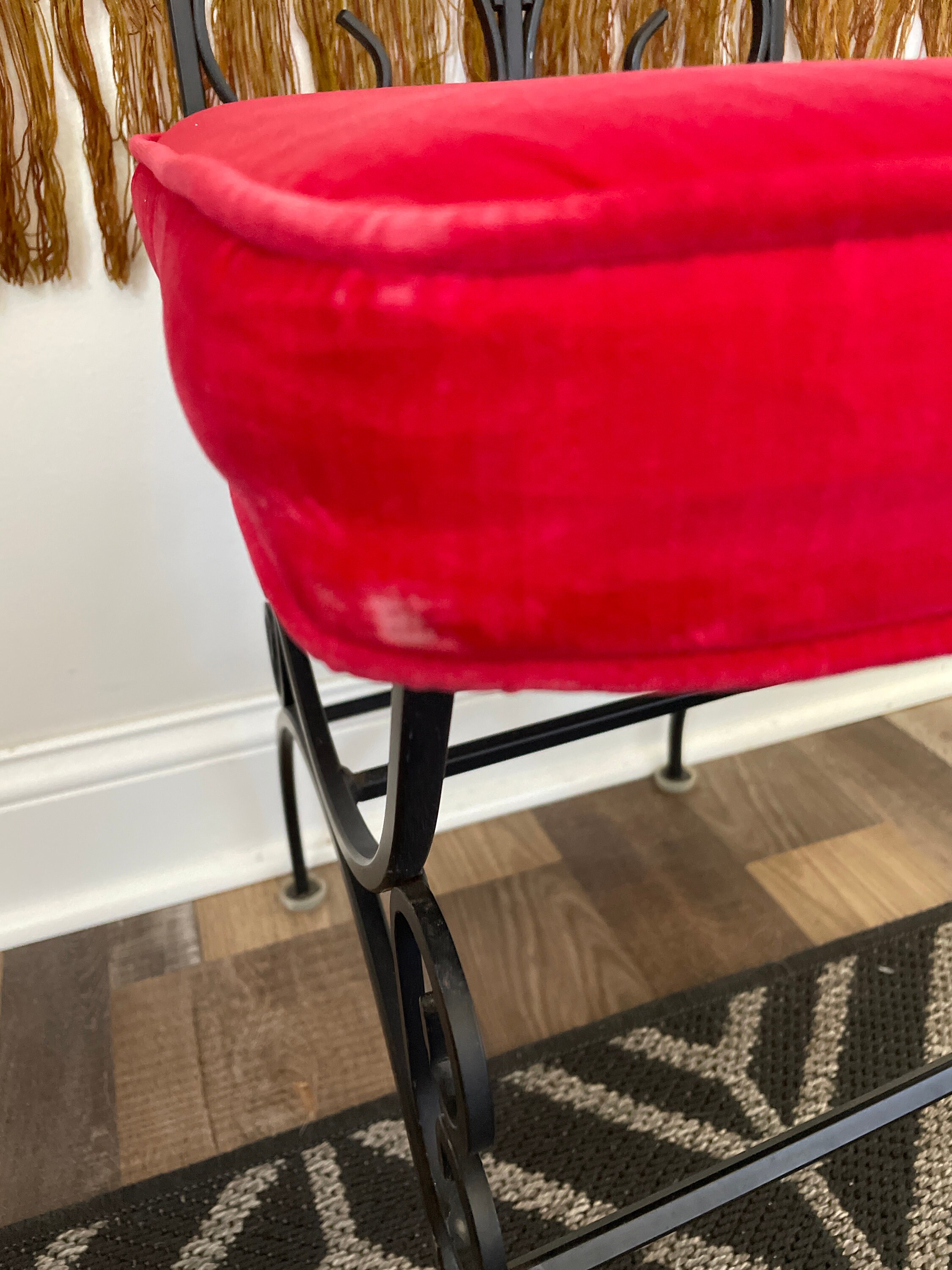 Mid Century Wrought Iron Scroll Back Chair - Etsy