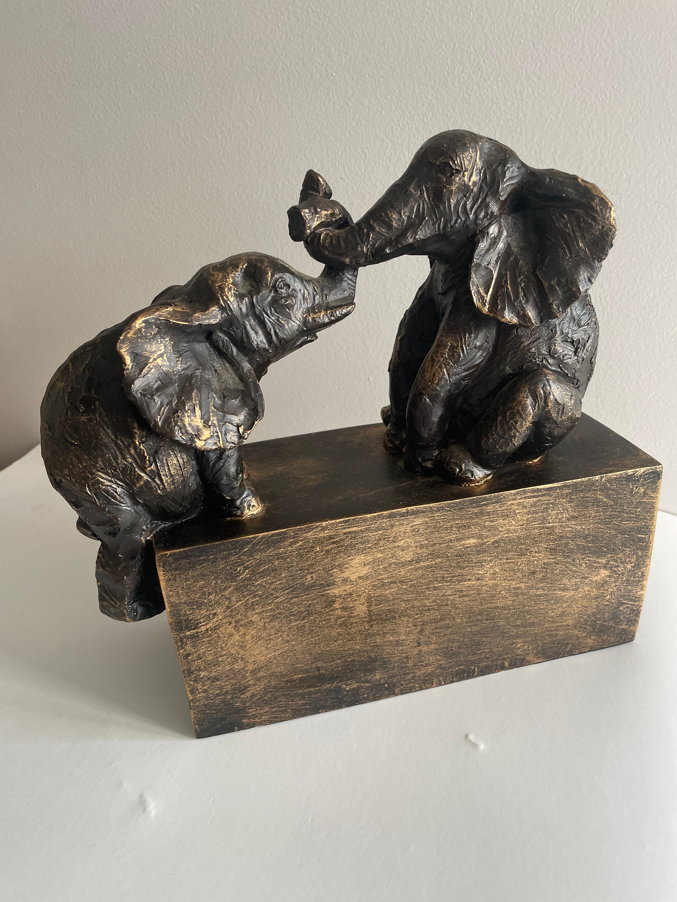 Elephant Figurine, Pachyderms, Bronze Finish - Etsy
