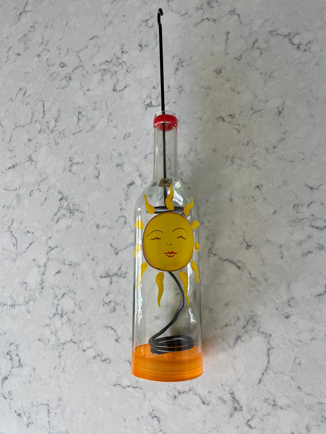 Hanging Wine Bottle Votive With Sunshine Decor - Etsy