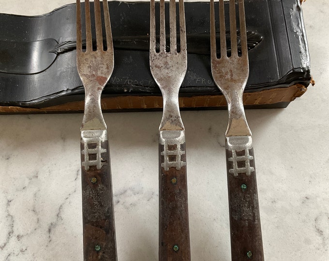Antique Wooden Handle and Metal Fork Set Civil War Era - Etsy