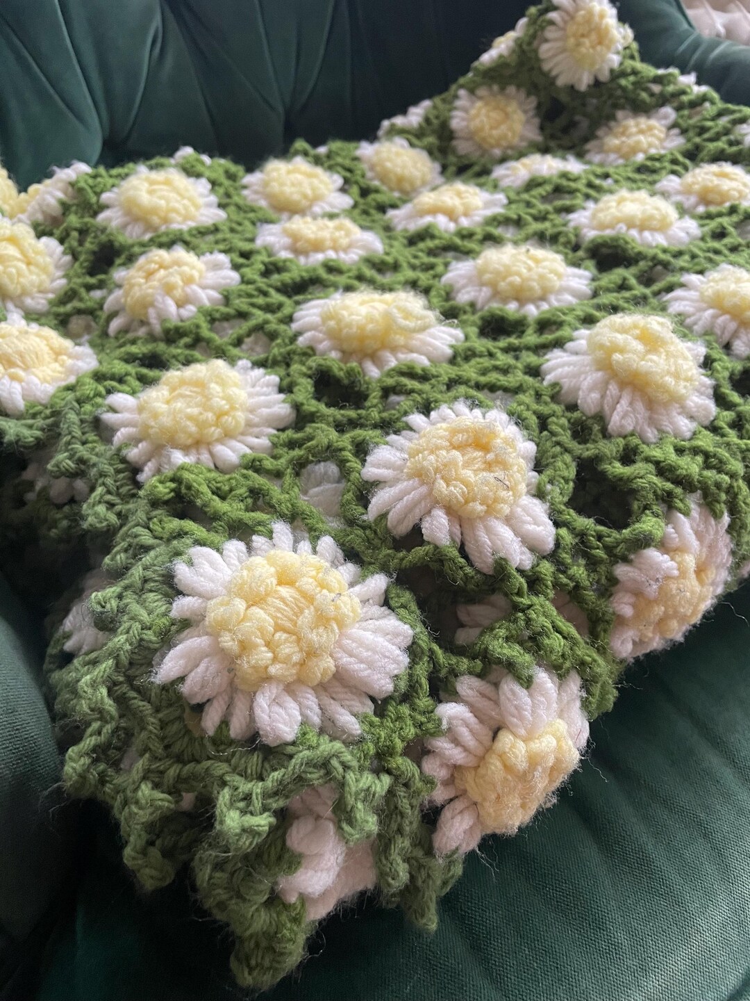 Vintage Crochet Daisy Afghan/throw - Etsy