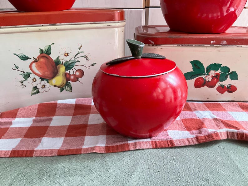 Vintage 3 Piece Apple Canister Set, Chrom-ever Red - Etsy