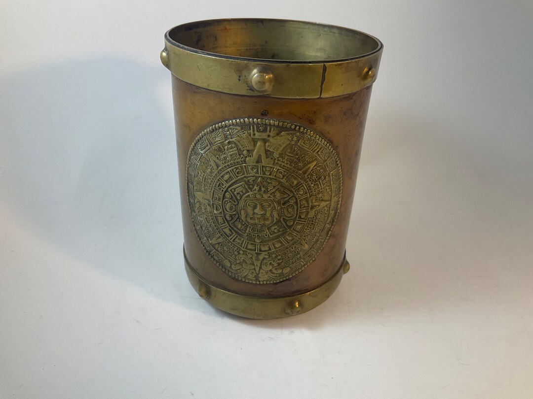 Vintage Brass and Copper Aztec Mayan Sun God Mexican Mug/stein - Etsy