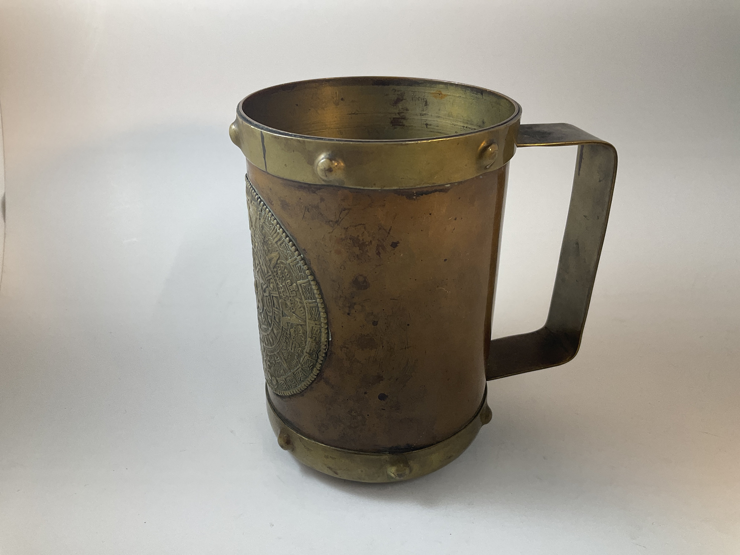Vintage Brass and Copper Aztec Mayan Sun God Mexican Mug/stein - Etsy
