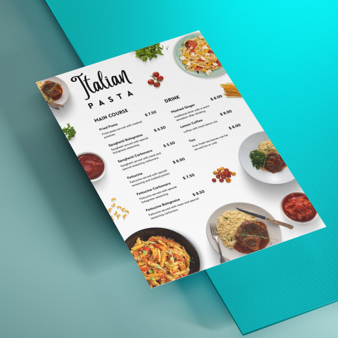 Restaurant Menu Template, Food Menu Template, Editable Restaurant Food ...