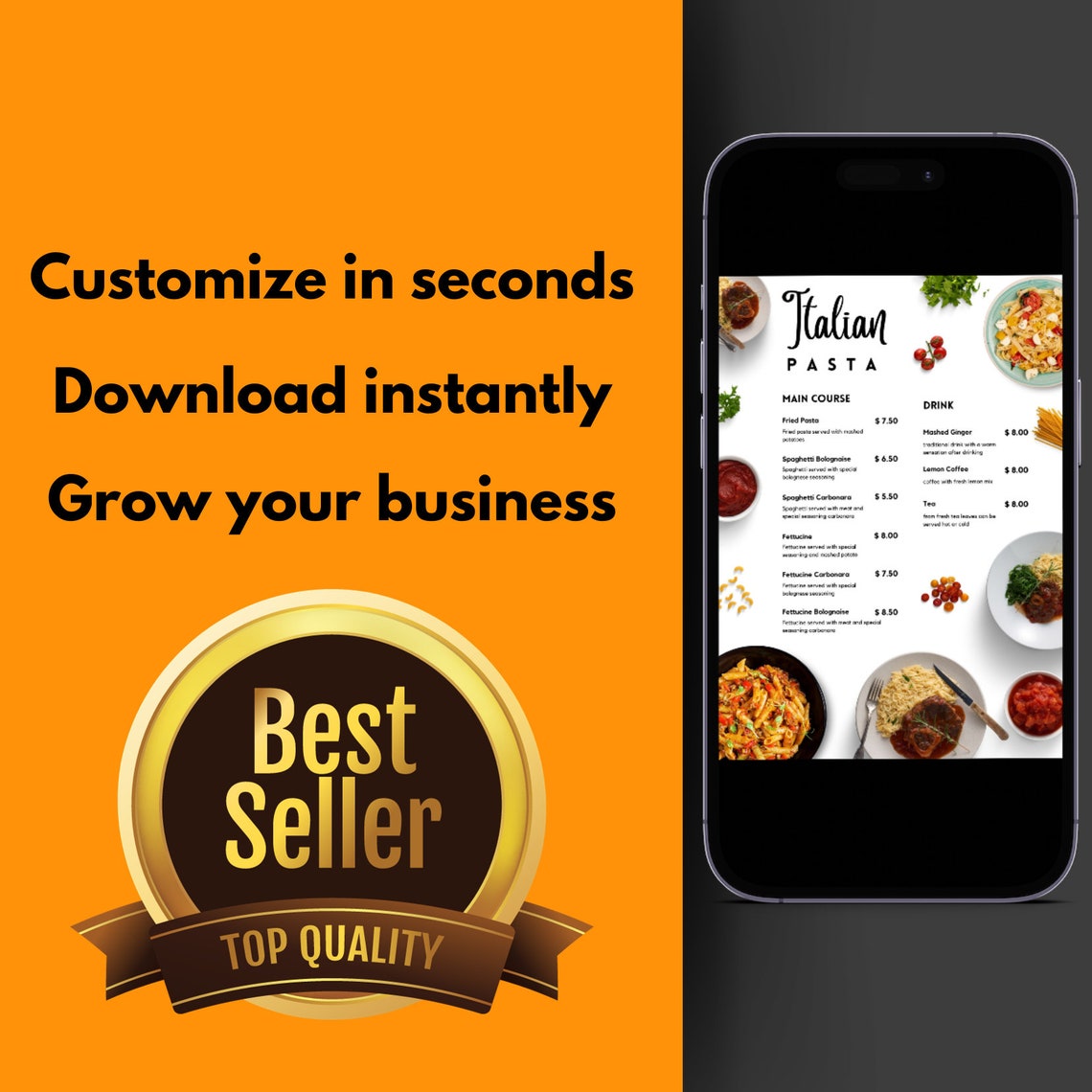 Restaurant Menu Template, Food Menu Template, Editable Restaurant Food ...