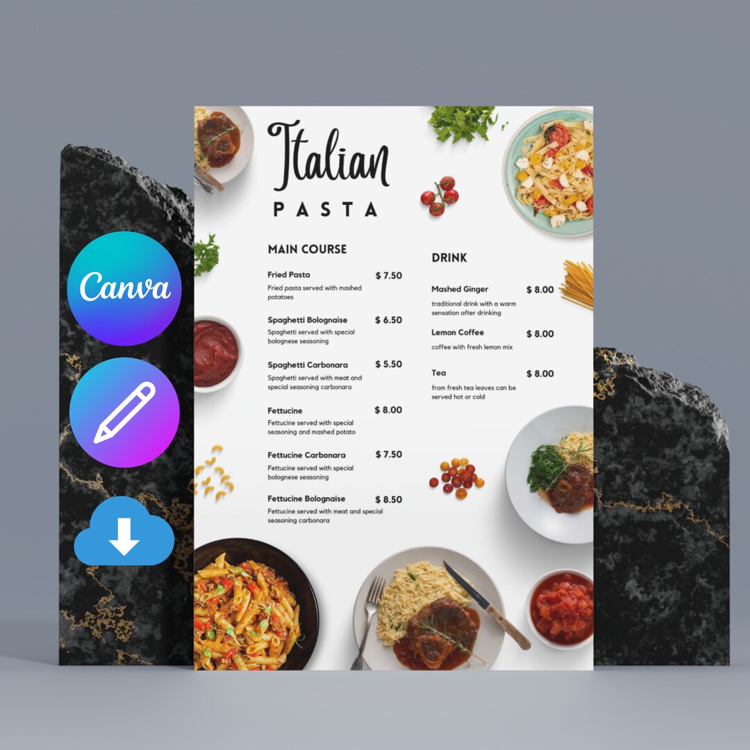 Restaurant Menu Template, Food Menu Template, Editable Restaurant Food ...