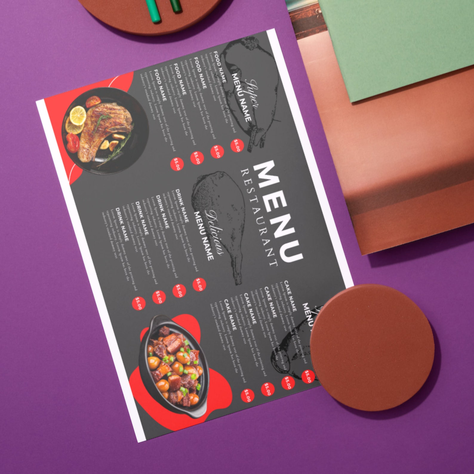 Restaurant Menu Template, Food Menu Template, Editable Restaurant Food ...