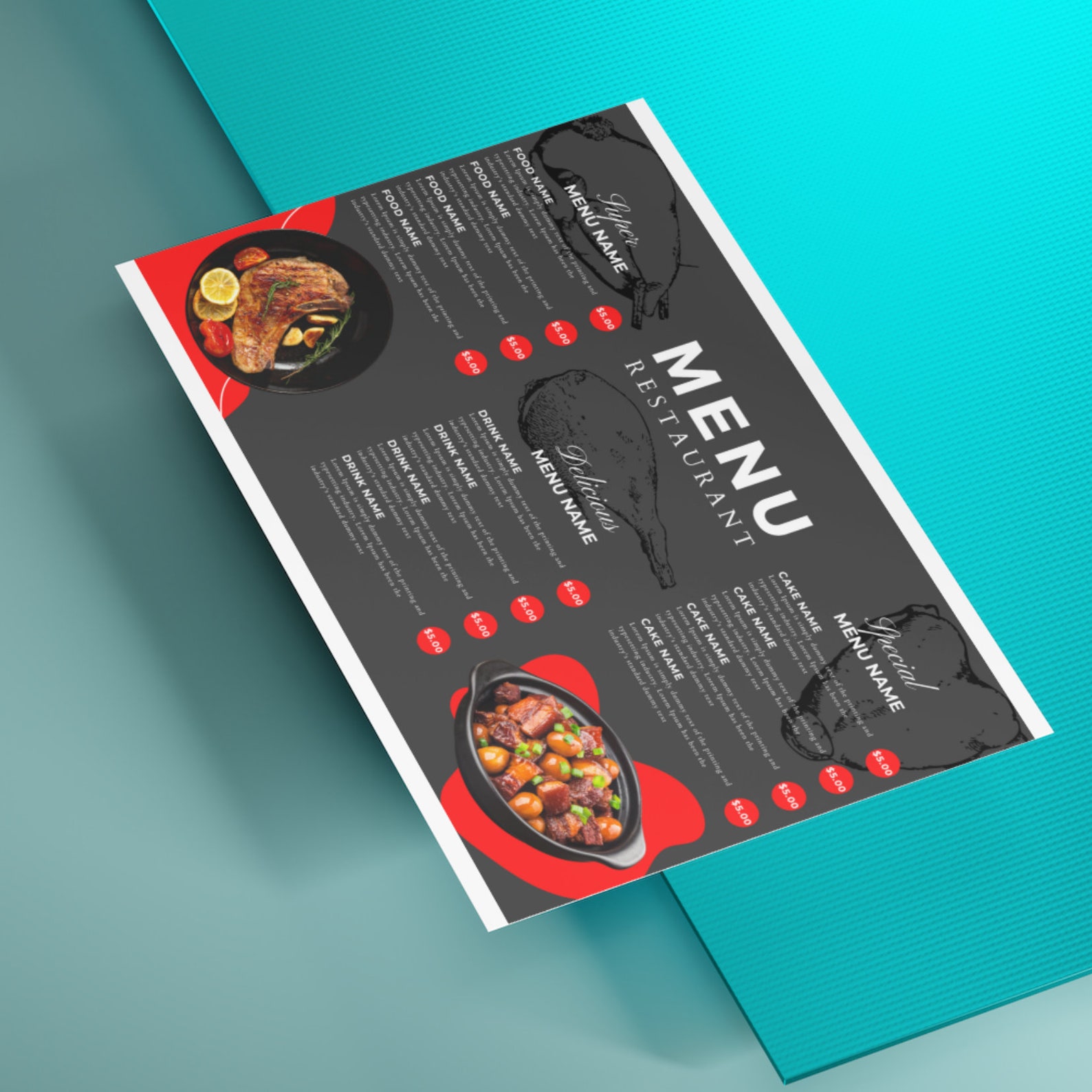 Restaurant Menu Template, Food Menu Template, Editable Restaurant Food ...