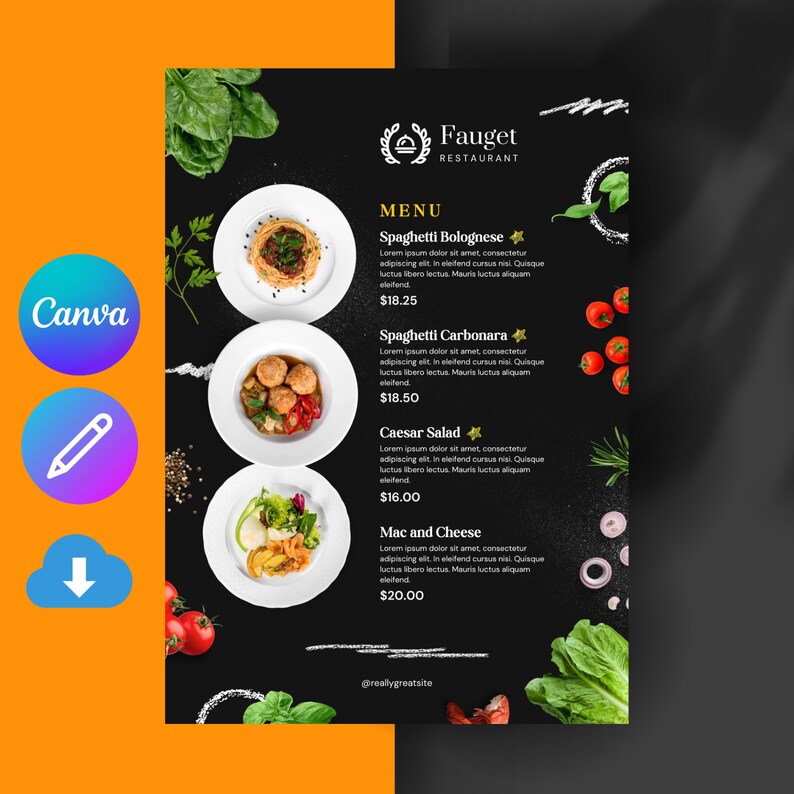 Restaurant Menu Template, Food Menu Template, Editable Restaurant Food ...