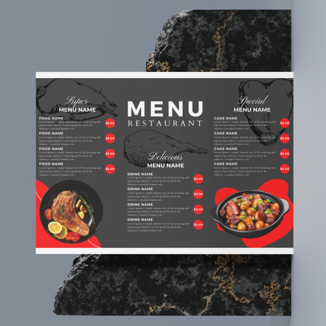 Restaurant Menu Template, Food Menu Template, Editable Restaurant Food ...