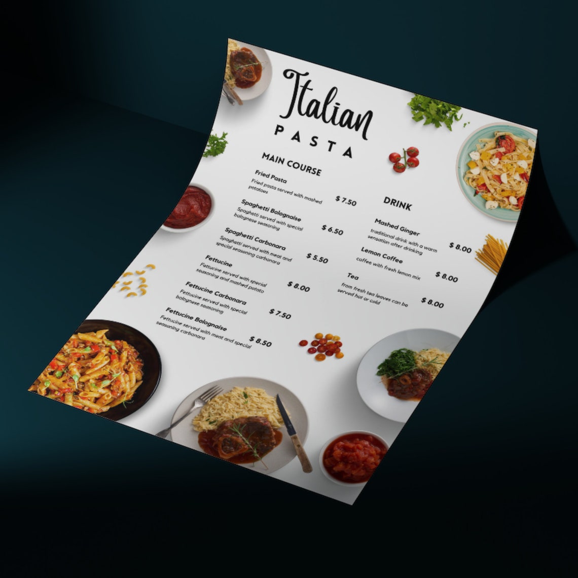 Restaurant Menu Template, Food Menu Template, Editable Restaurant Food ...
