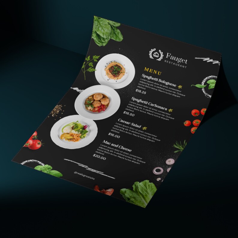 Restaurant Menu Template, Food Menu Template, Editable Restaurant Food ...