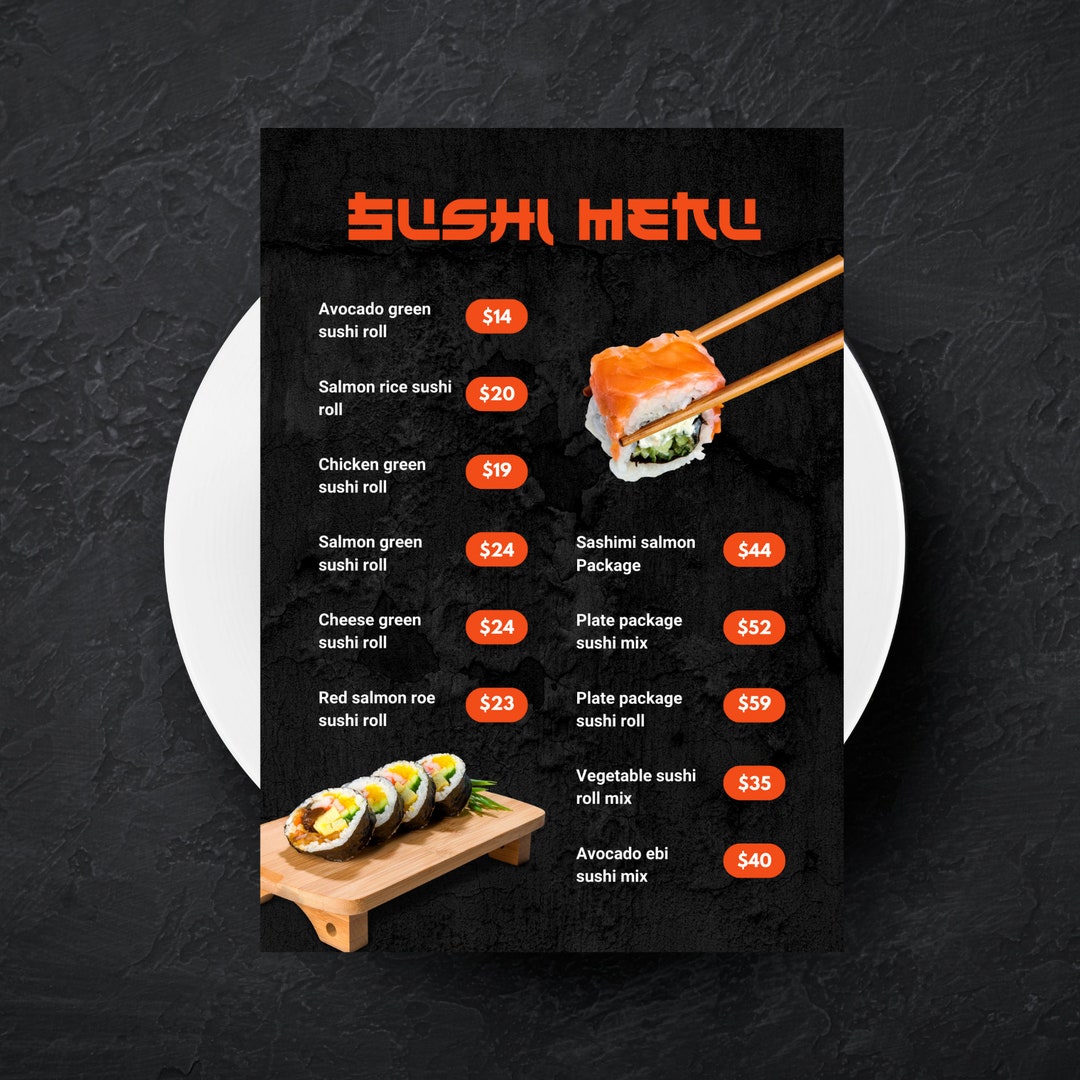 Hibachi Menu Card, Hibachi Dinner Menu, Hibachi Birthday Menu, Instant ...