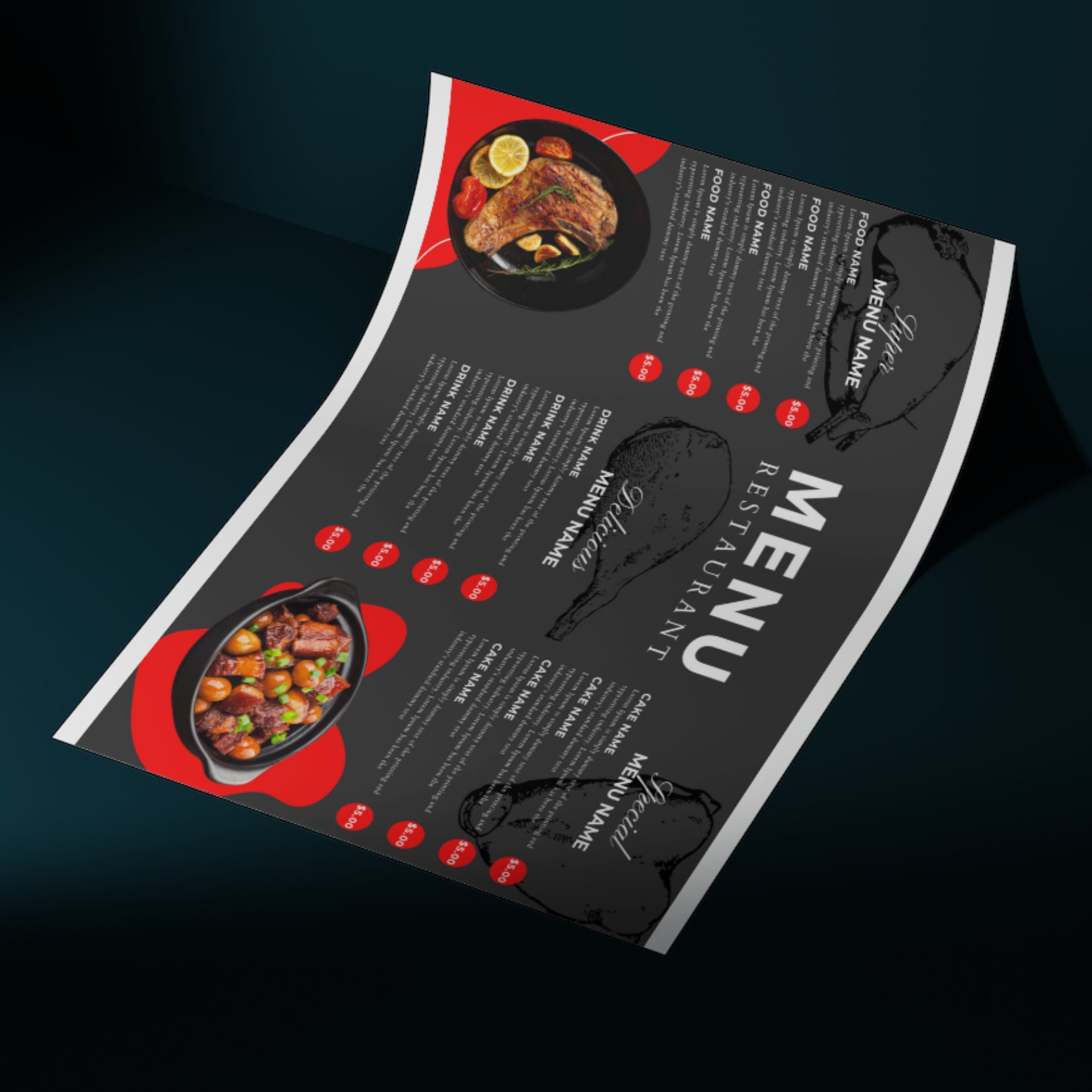 Restaurant Menu Template, Food Menu Template, Editable Restaurant Food ...