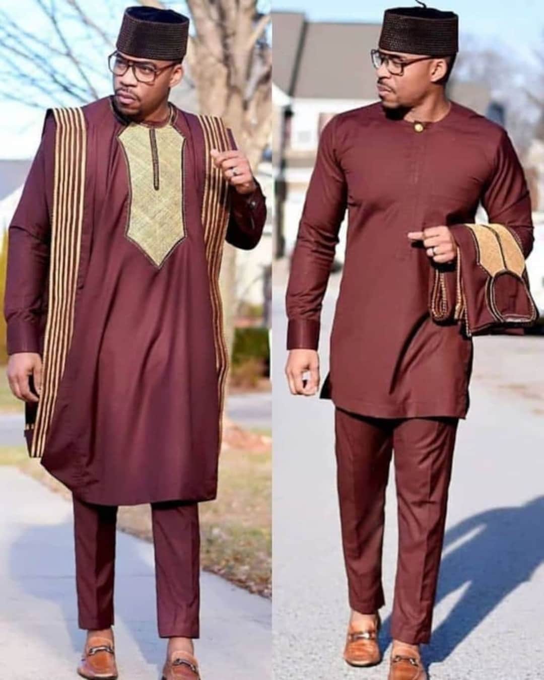 Burgundy 3-piece African Agbada Wedding Suit, Bespoke Wedding Agbada ...
