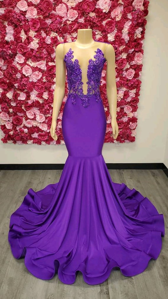 Dark Purple Mermaid Prom Dresses