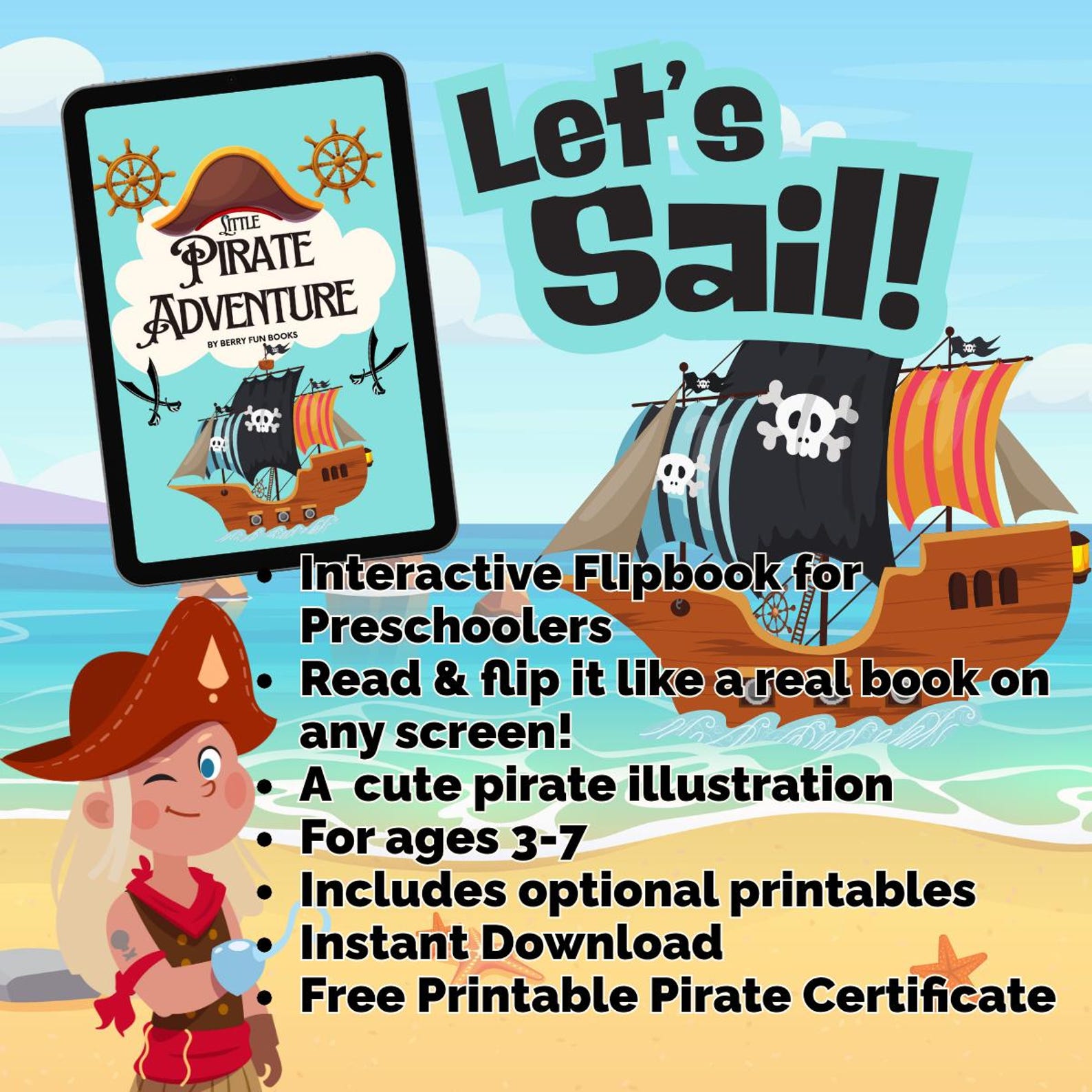 Little Pirate Adventure Flipbook – Digital Storybook and Printable Activities for Kids – Bonus ...